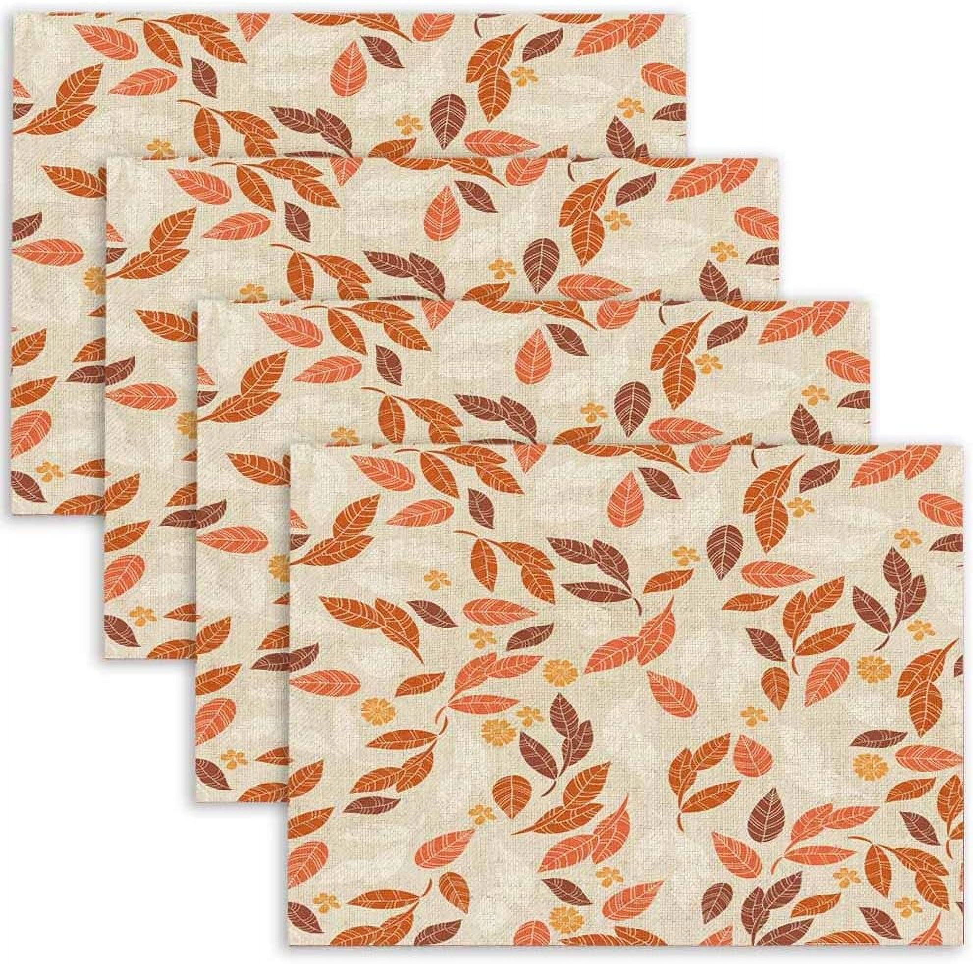 Fall Placemats Set of 4 Orange Autumn Placemats Burlap Placemats ...
