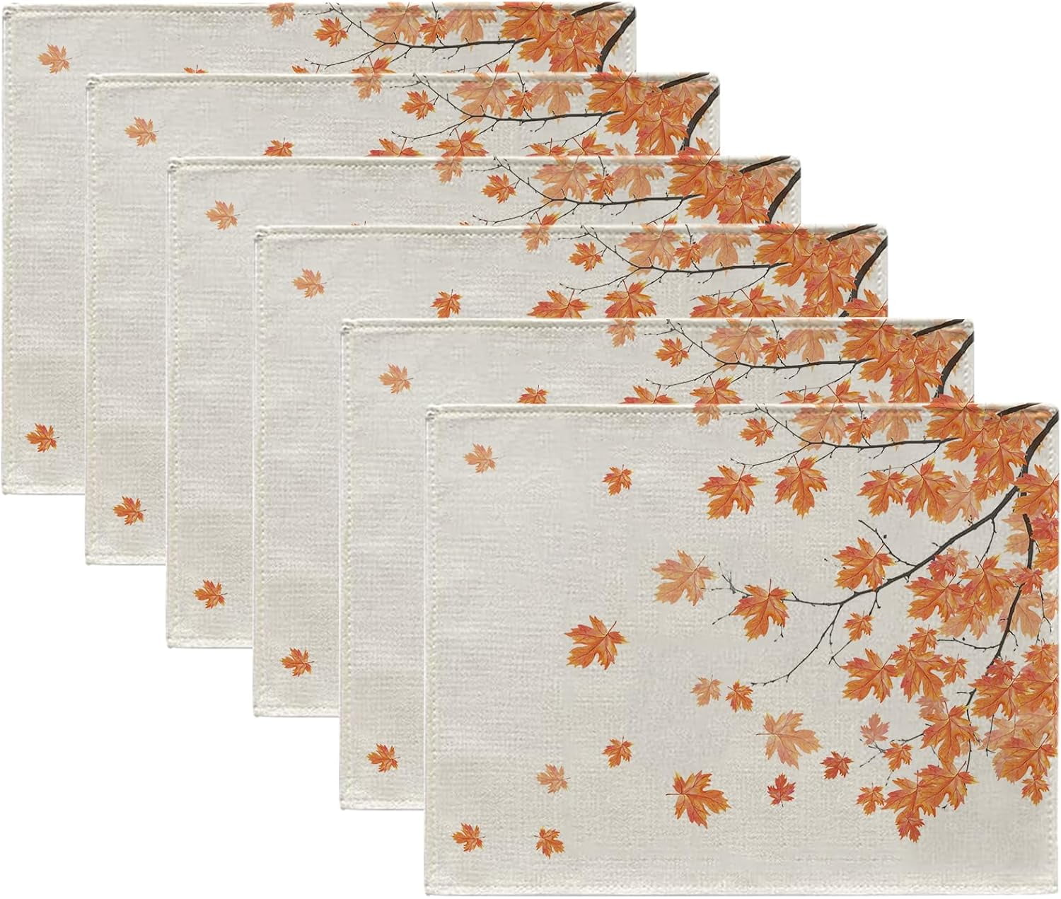 Fall Placemats Set of 6 Autumn Maple Leaves Vintage Table Mats 12 x 18 ...