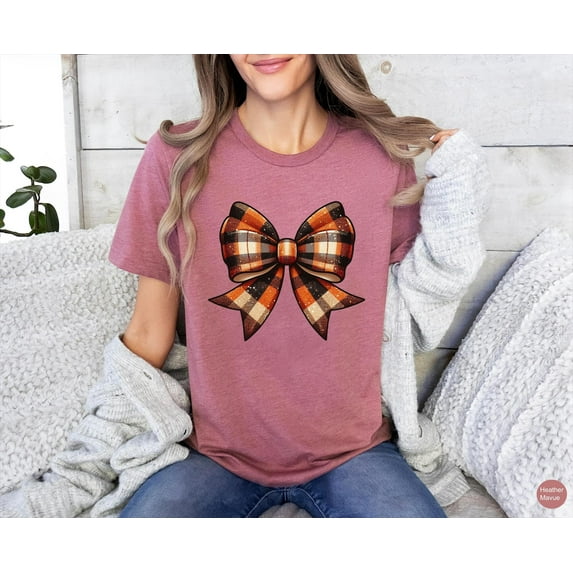 Fall Plaid Coquette Bow T-Shirt, Ahh Fall Shirt, Fall Season Tee, Fall ...