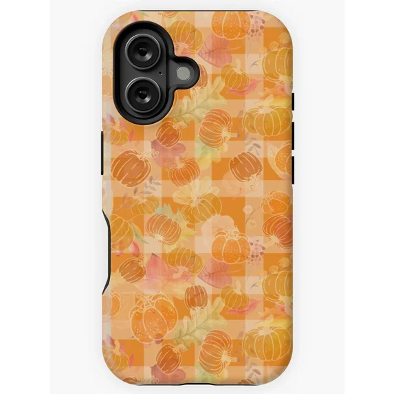 Fall Plaid Pumpkin and Leaves Pattern Phone Case Compatible with iPhone ...