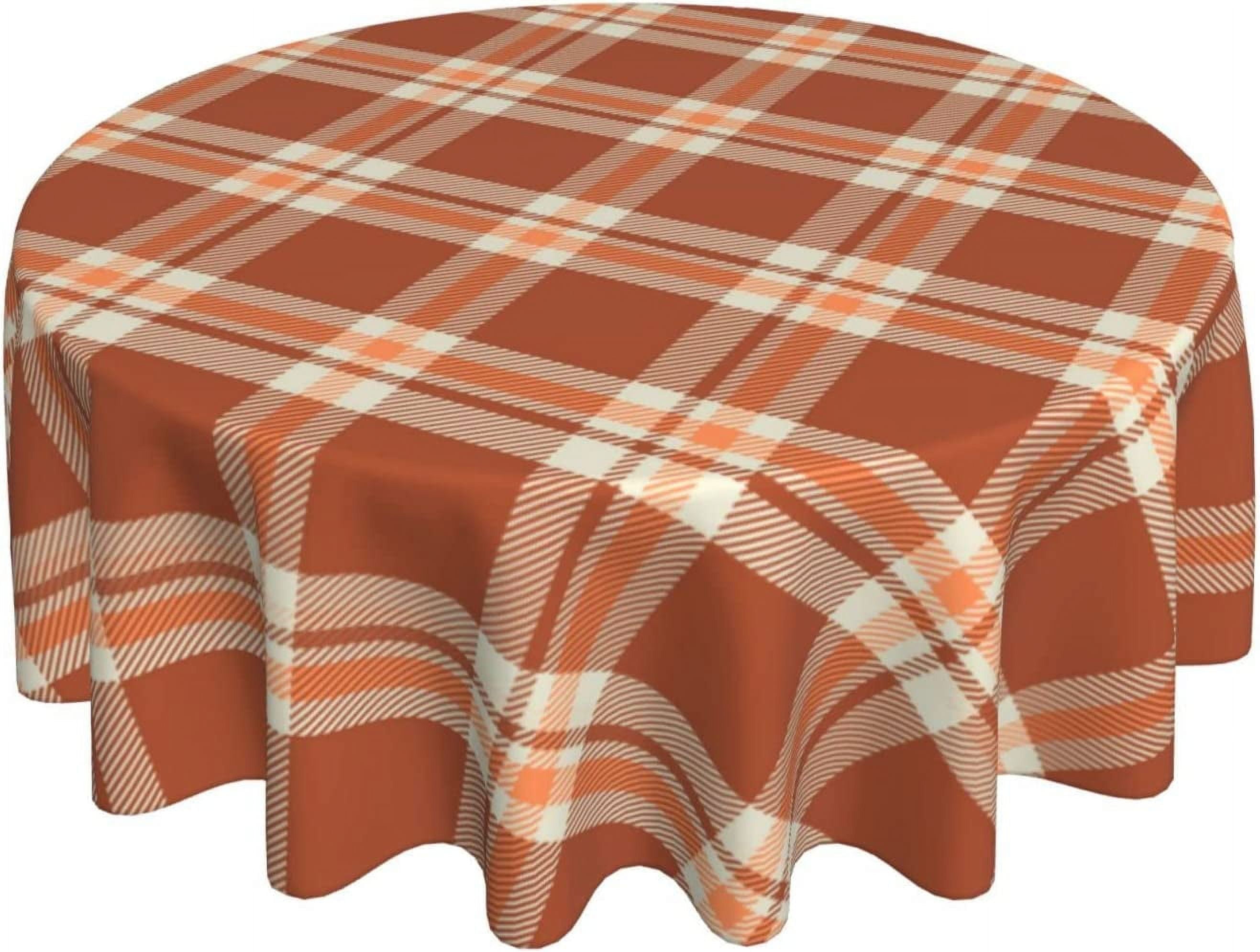 Fall Plaid Tablecloth Round 60 Inch Thanksgiving Tablecloth Plaid ...