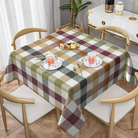 Fall Plaid - Thanksgiving Fall Plaid 100% Polyester Fiber Square ...