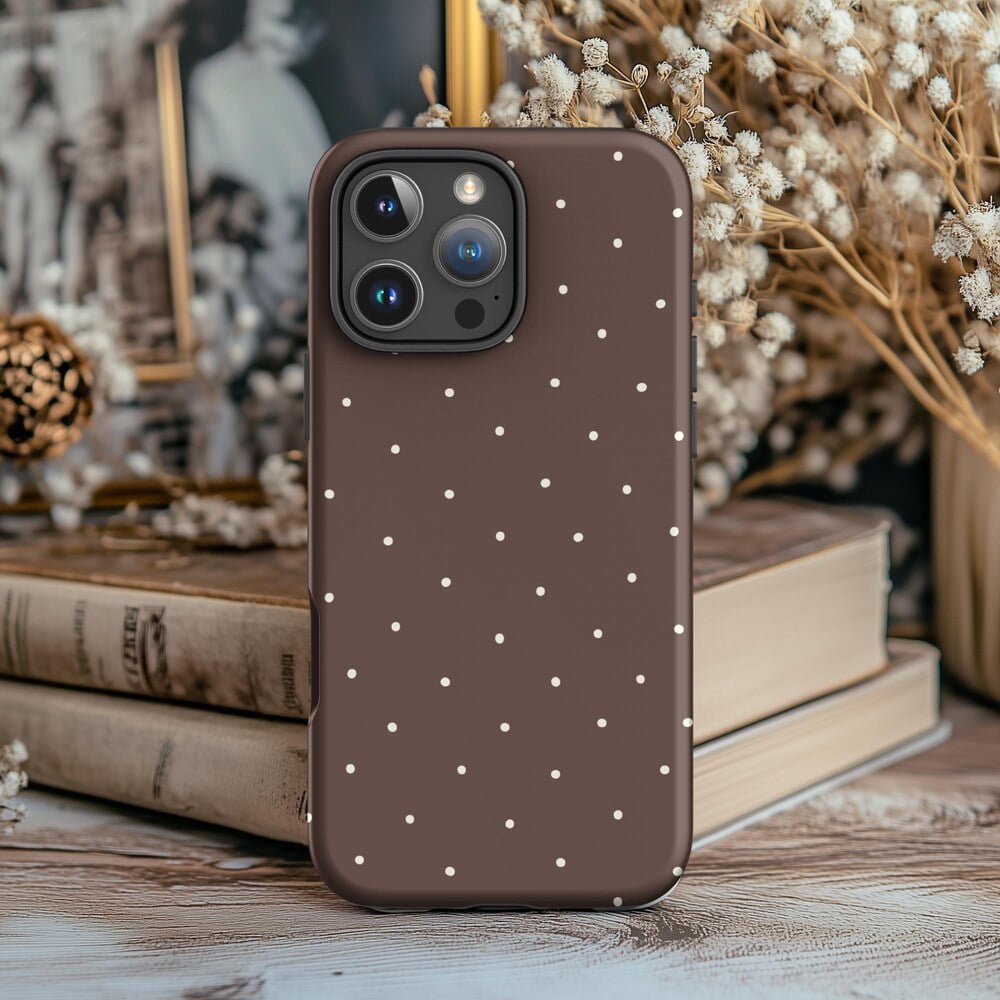 Fall Polka Dot Dark Chocolate Brown Phone Case 17 16 15 14 13 12 11 Pro ...