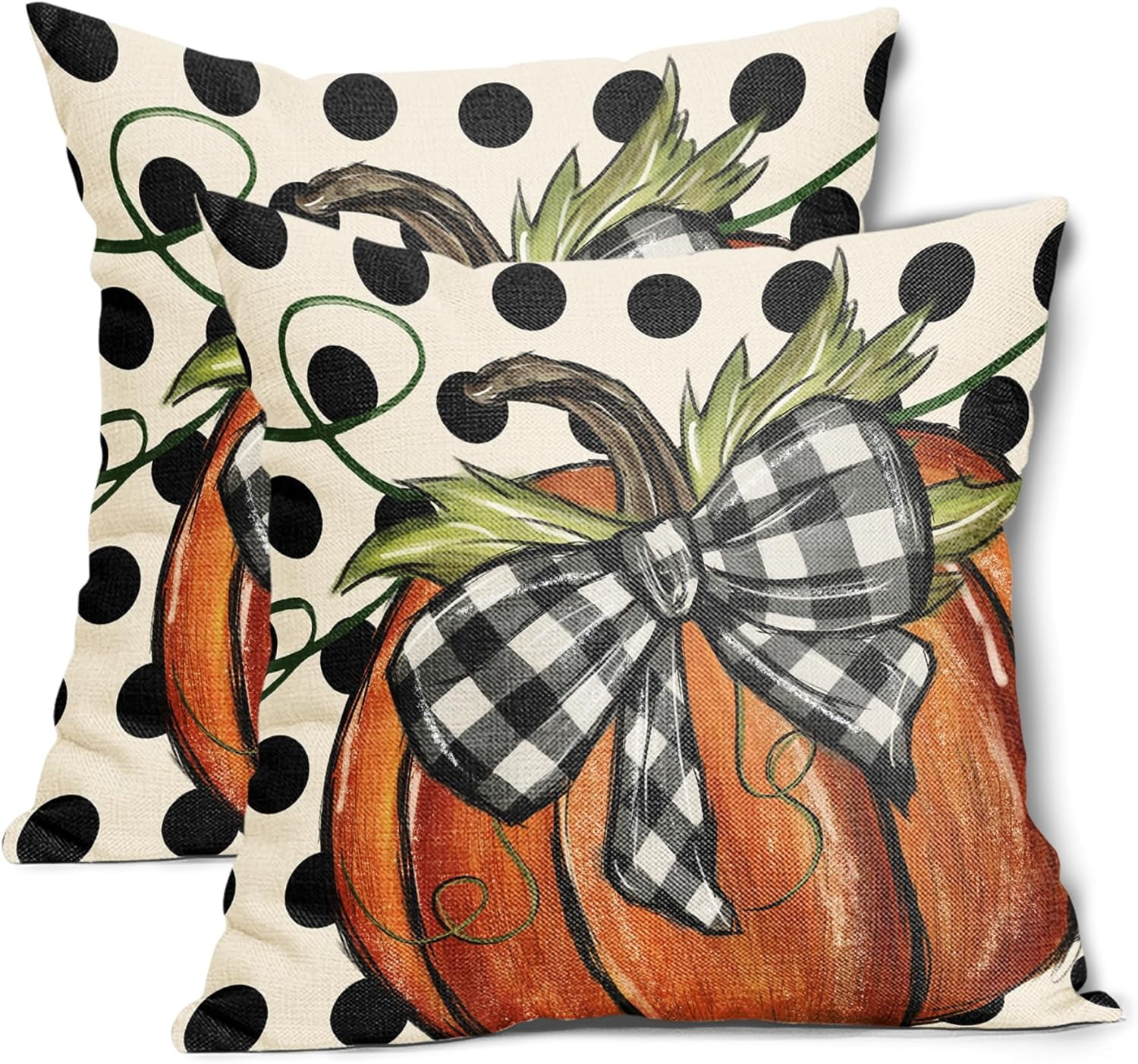 Fall Polka Dot Pumpkin Pillow Covers 18X18 Inch Autumn Harvest ...