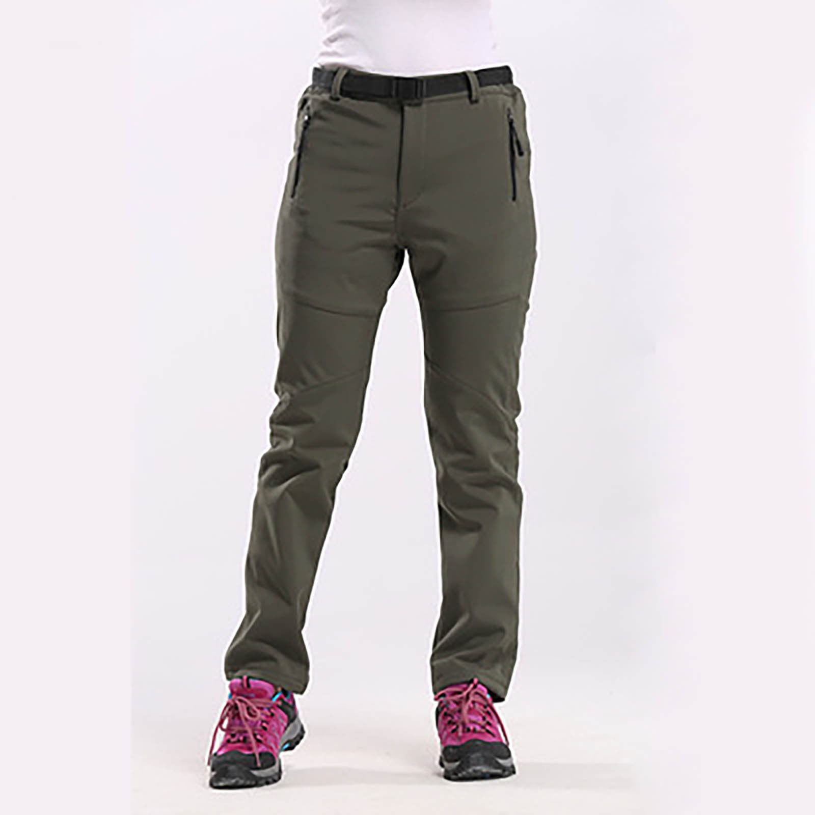 Green Trendy Pants, Polyester Elastic Waist Pants For Women, Womens ...