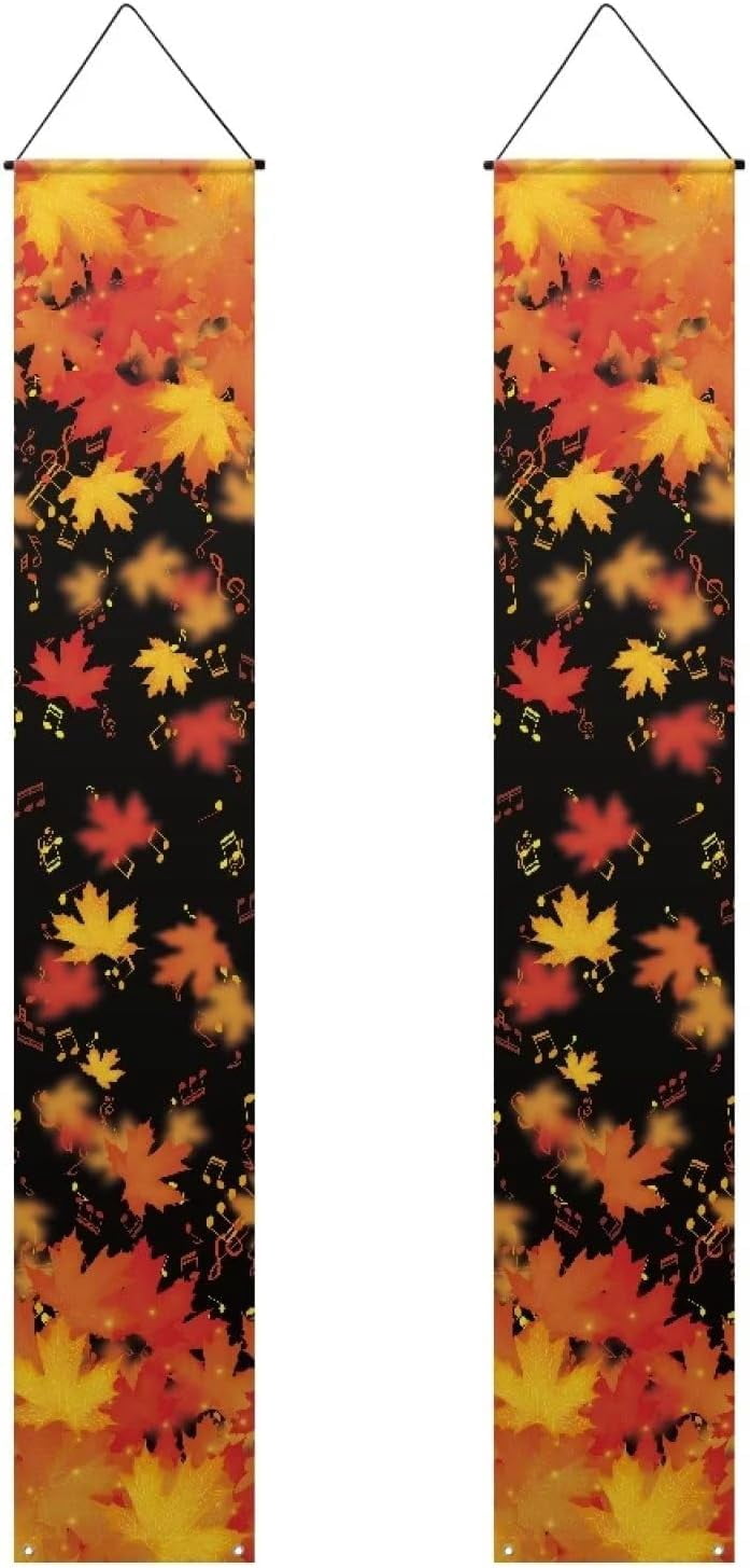 Fall Porch Banner Sign,Golden Fall Leaves Welcome 12x70 Inch Indoor ...