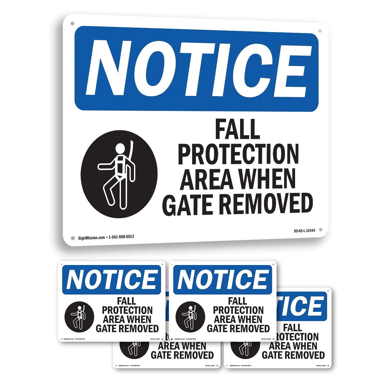 Fall Protection Area When Gate Removed OSHA Notice Rigid Plastic Sign ...