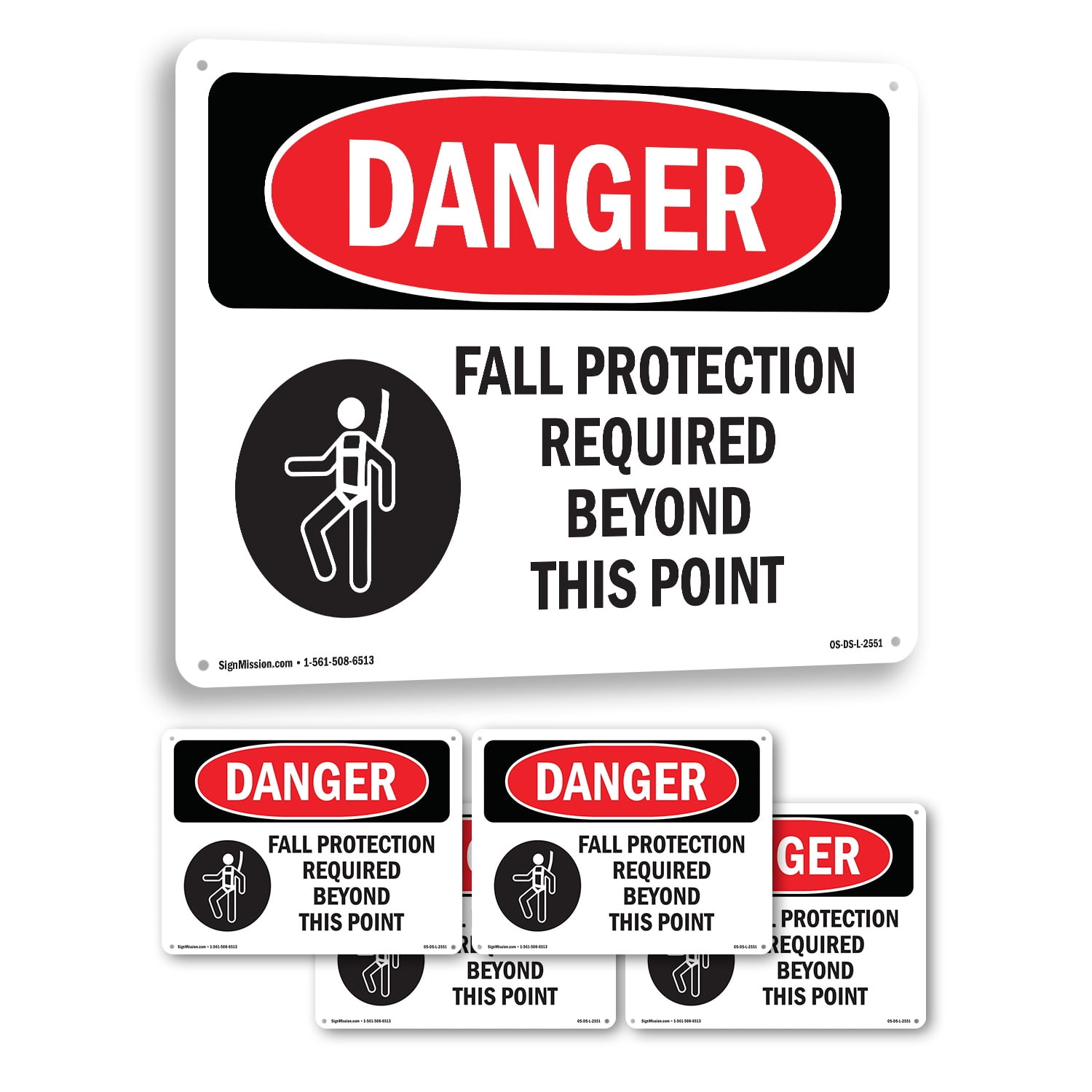 Fall Protection Required Beyond OSHA Danger Aluminum Sign 24 Inch x 18 ...