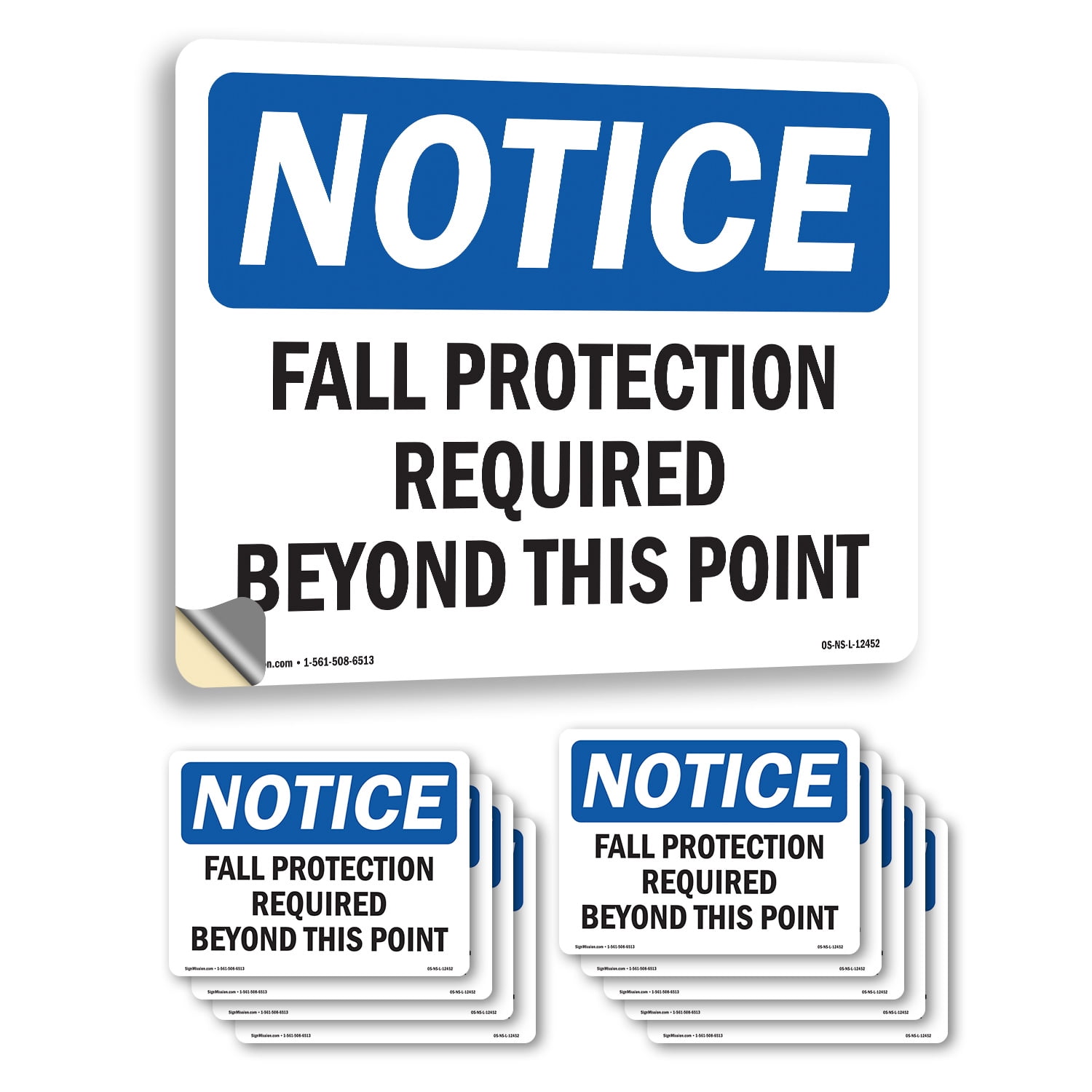 Fall Protection Required Beyond This Point OSHA Notice Vinyl Decal ...