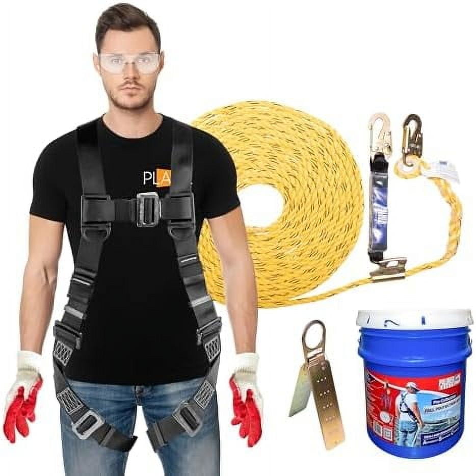 Fall Protection Roofing Bucket Kit I Full-Body Harness, 50' Vertical ...