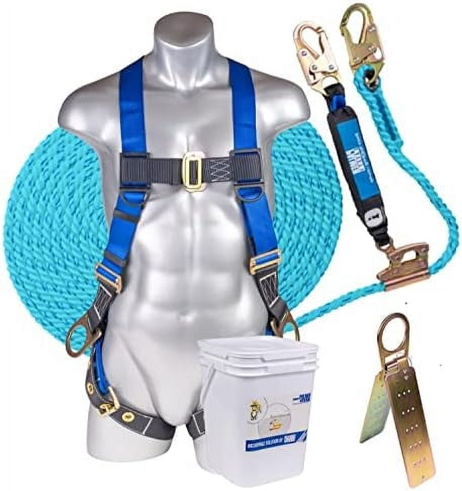 Fall Protection Roofing Bucket Kit I Full-Body Harness, 50' Vertical ...
