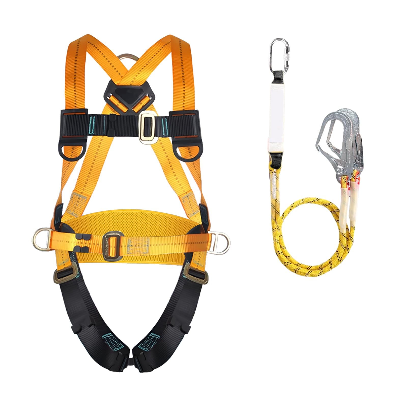 Fall Protection Safety Harness with Dual Lanyard and Double Hooks ...