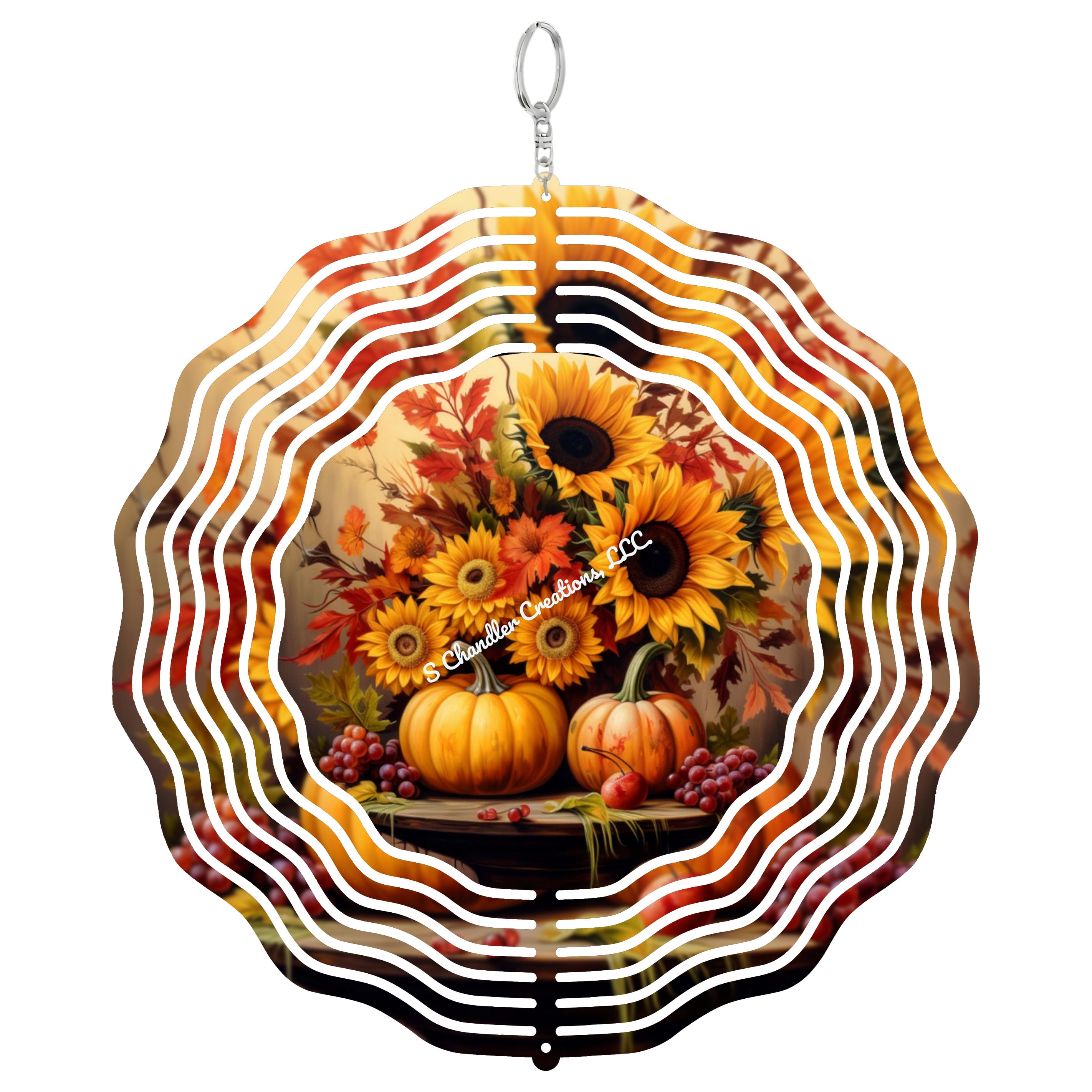 Fall Pumpkin And Sunflower 3D Wind Spinner Autumn Harvest Nature ...