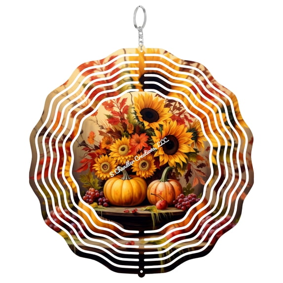 Fall Pumpkin And Sunflower 3D Wind Spinner Autumn Harvest Nature ...