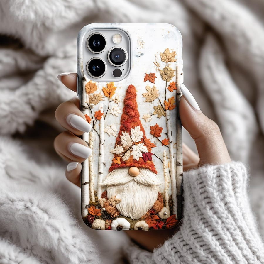 Fall Pumpkin Autumn Gnome in Forest Art Mag-Compatible Case 11 12 13 14 ...