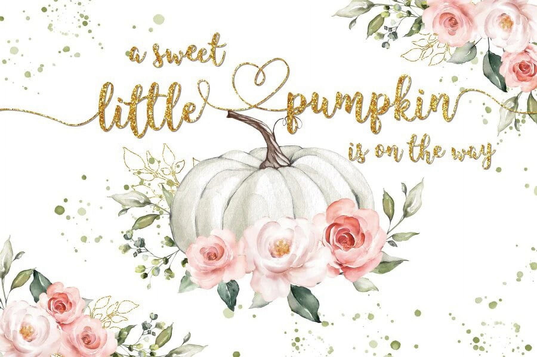 Fall Pumpkin Baby Shower Background Gold Dots Flowers Autumn Pregnant ...