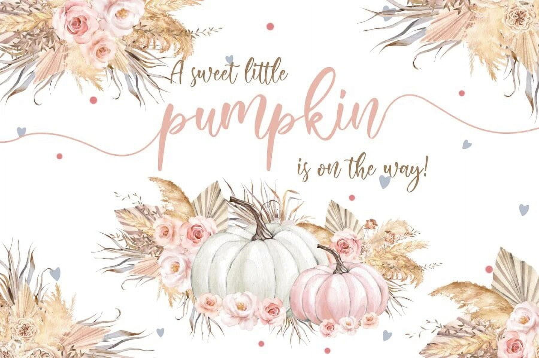 Fall Pumpkin Baby Shower Background Gold Dots Flowers Autumn Pregnant ...