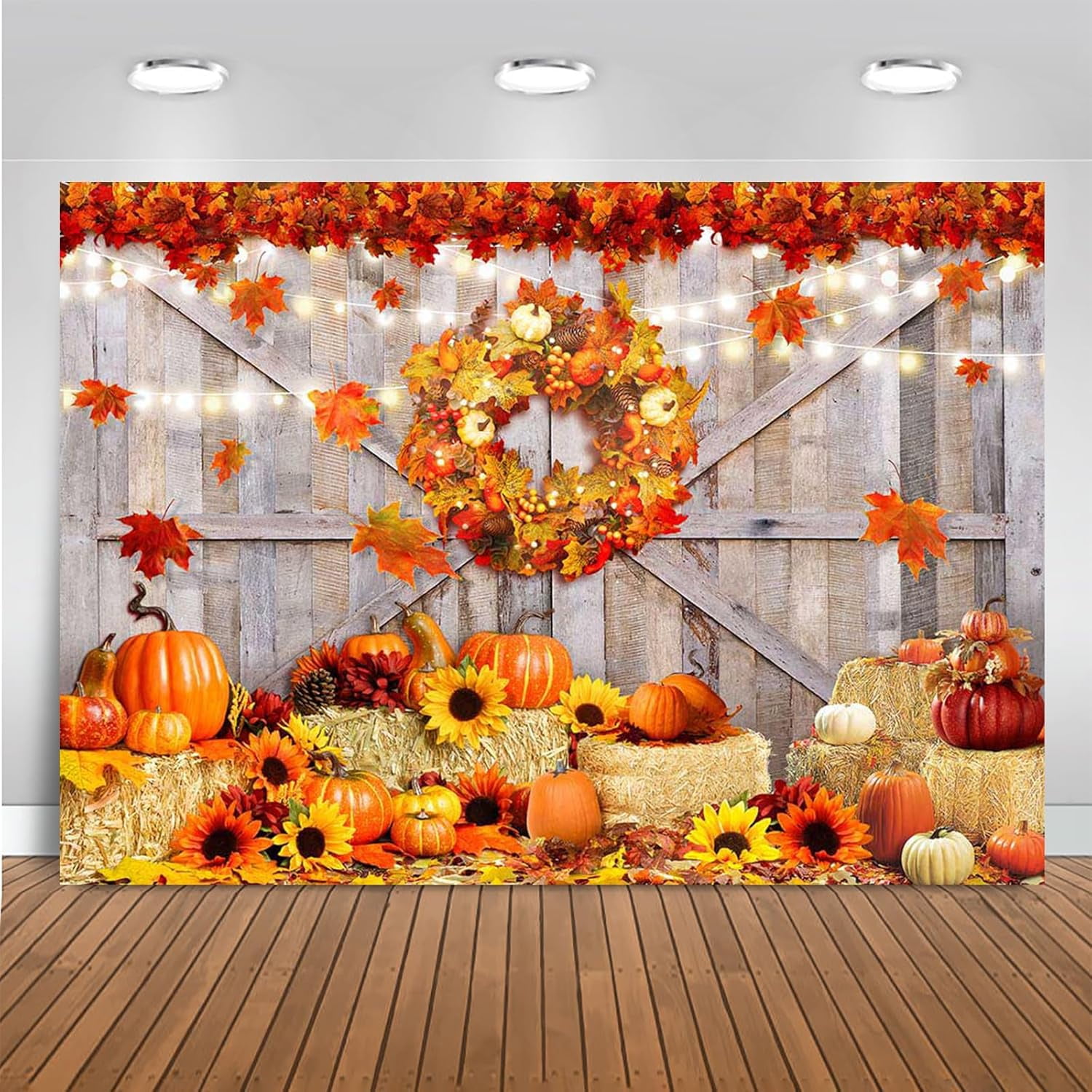 Fall Pumpkin Backdrop Pumpkin Fall Harvest Jesus Grey Wooden Barn Door ...