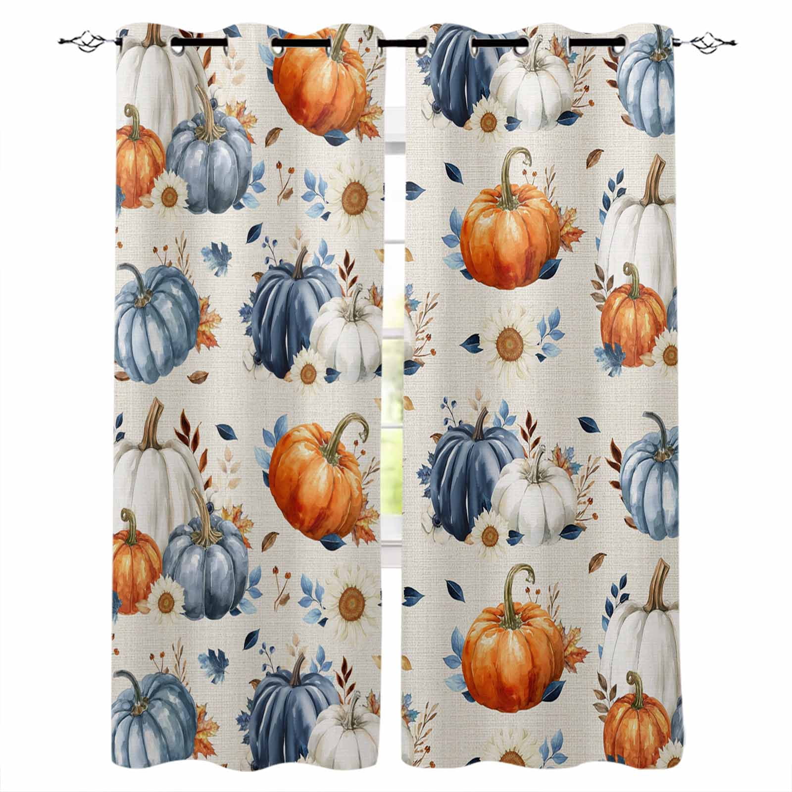 Fall Pumpkin Blackout Curtains 96 Inches Long, Thanksgiving Autumn ...