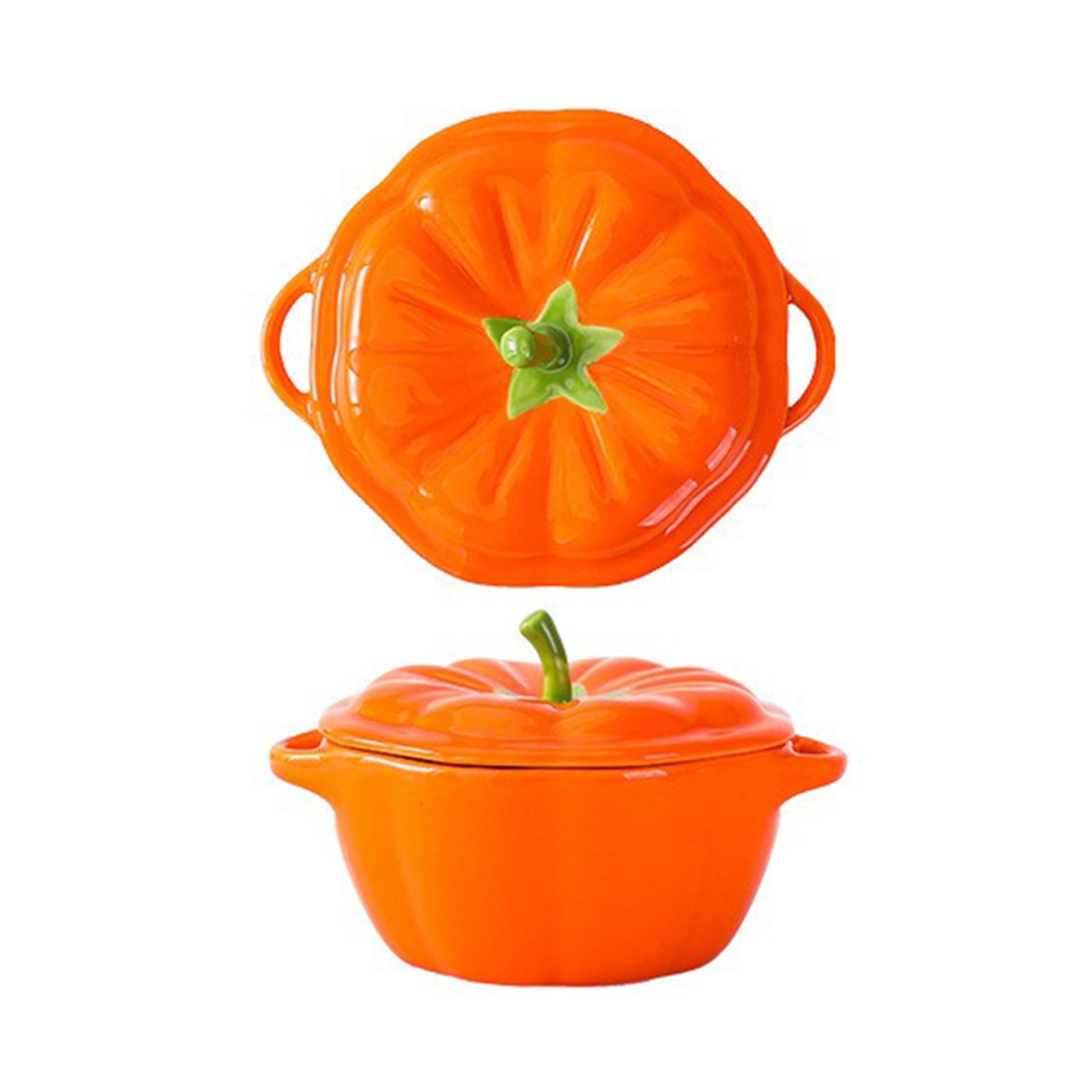 Fall Pumpkin Ceramic Bowl with Lid, Microwave & Dishwasher Safe Pumpkin ...