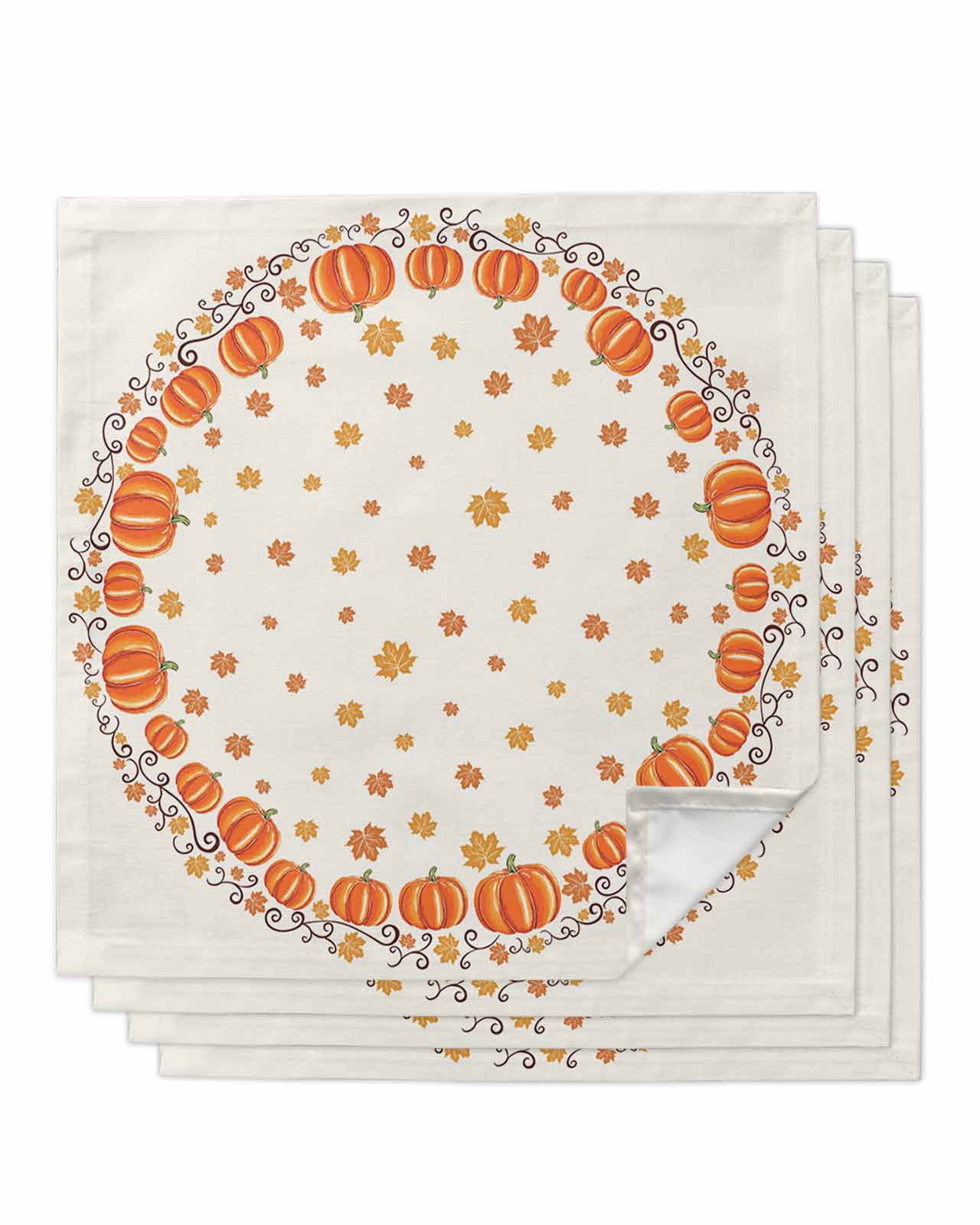 Fall Pumpkin Cloth Napkins Set of 4 Reusable Dinner Napkins, Orange ...