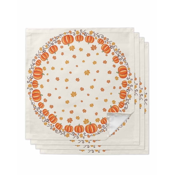 Fall Pumpkin Cloth Napkins Set of 4 Reusable Dinner Napkins, Orange ...