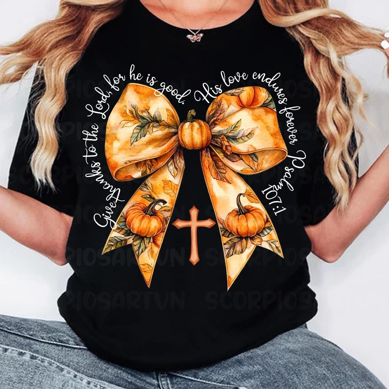 Fall Pumpkin Coquette Bow Png, Thanksgiving Png, Give thanks to the ...