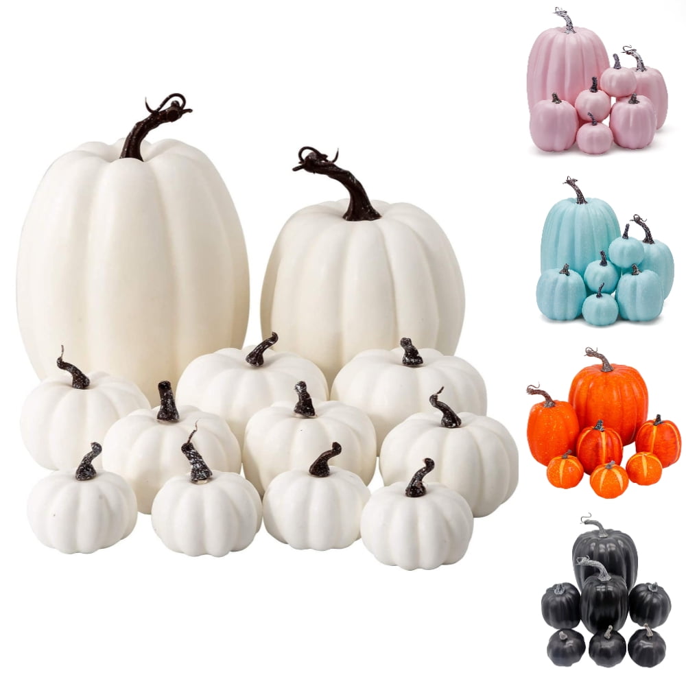 Fall Pumpkin Decor | 7 PCS Large White Fake Pumpkin Fall Decorations ...