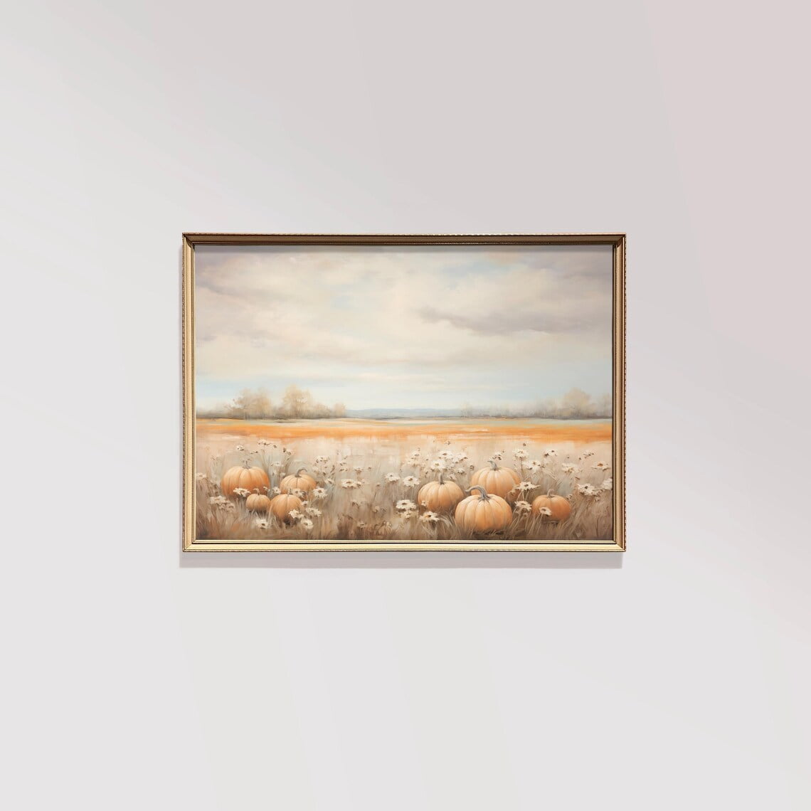 Fall Pumpkin Decor Fall Wildflower Field Landscape Vintage Fall Poster ...