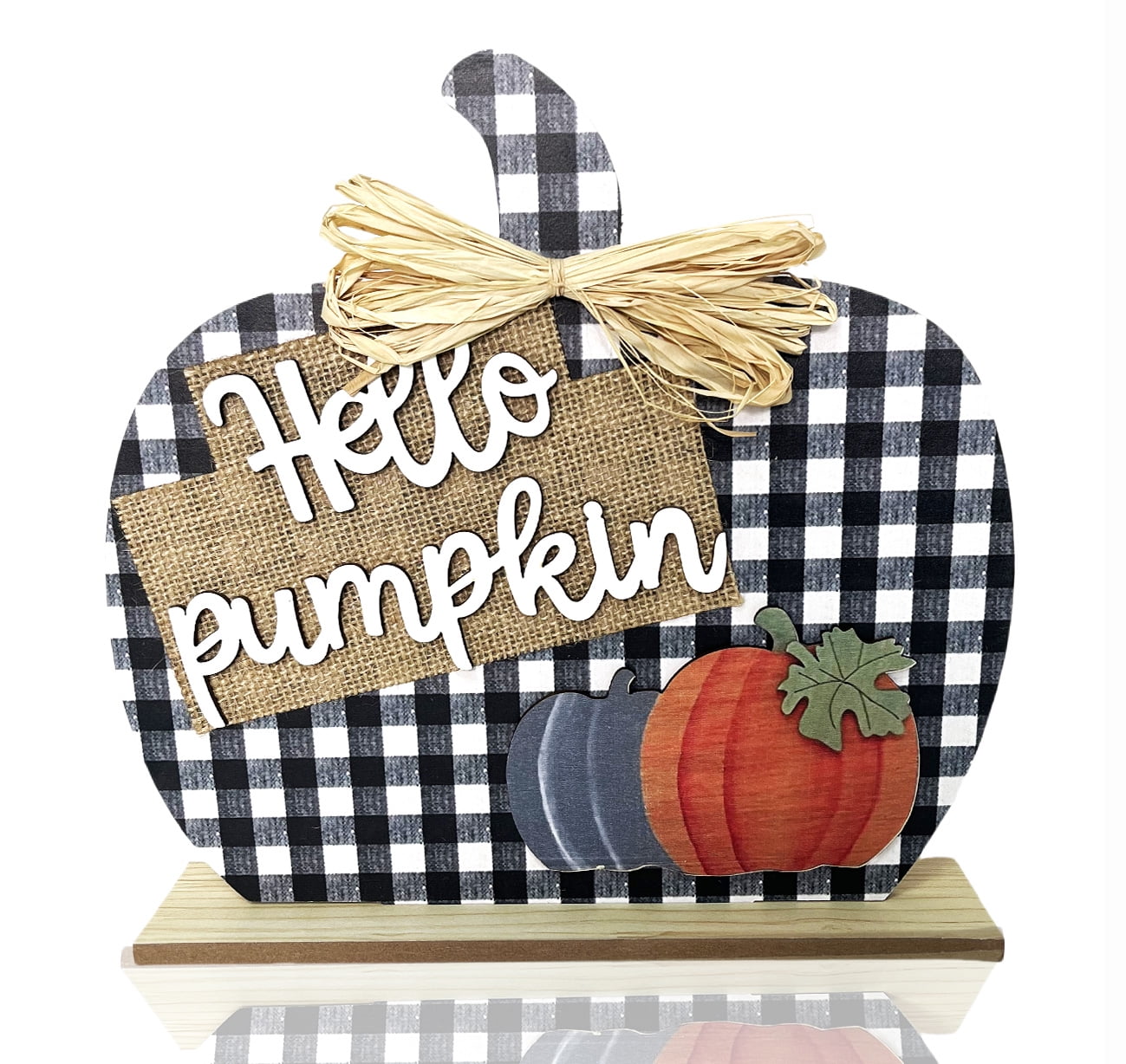 Fall Pumpkin Decorations Thanksgiving Autumn Farmhouse Wooden Buffalo ...