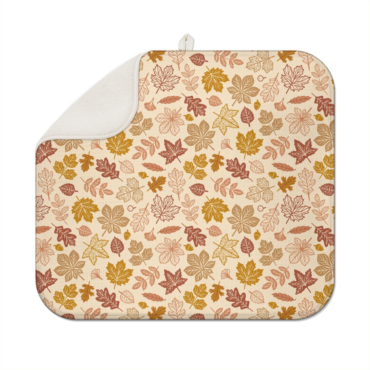 Fall Pumpkin Dish Drying Mat for Kitchen Autumn Maple Leaves ...