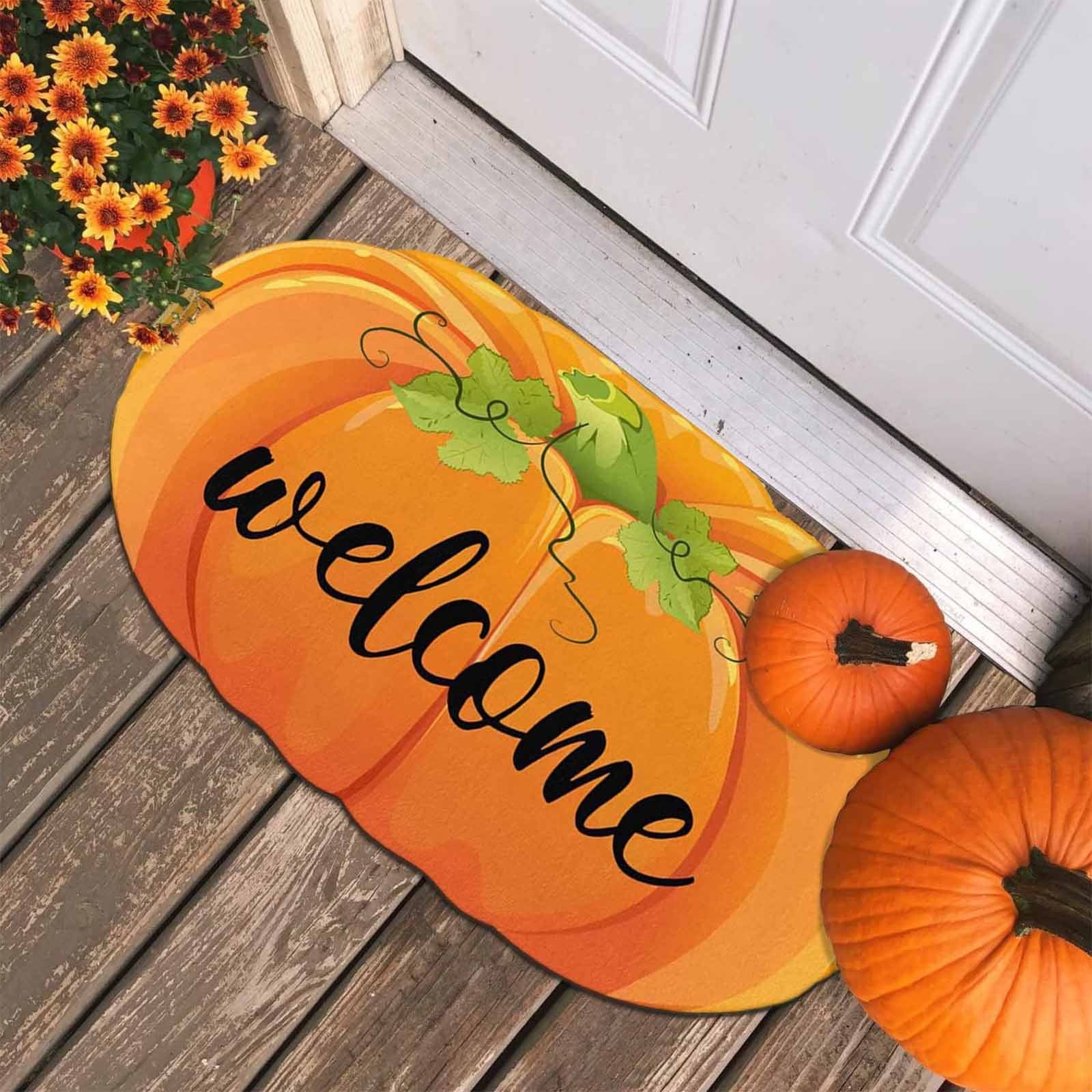 Fall Pumpkin Door Mat, 60x40cm Welcome Pumpkin Door Cover, Soft Pumpkin ...