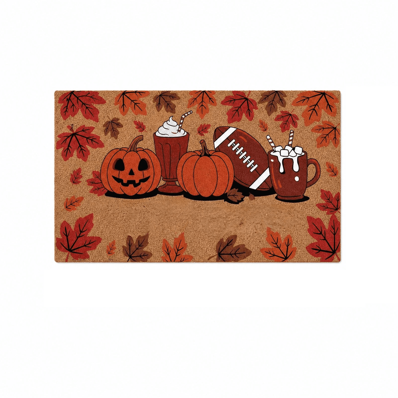 Fall Pumpkin Door Mat,Coir Welcome Doormat with Anti-Slip Pvc Backing ...