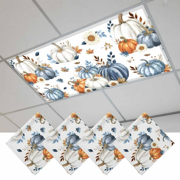 Fall Pumpkin Fluorescent Light Covers, Thanksgiving Autumn Daisy ...