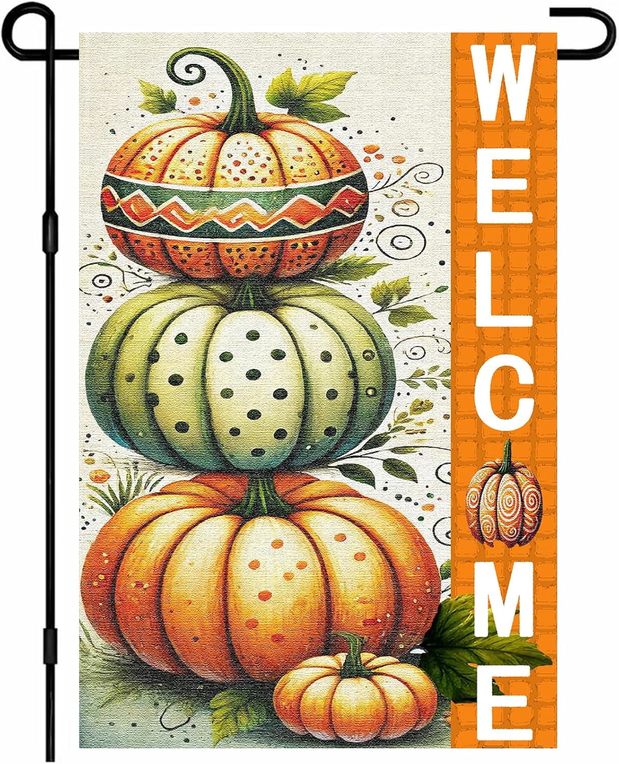 Fall Pumpkin Garden Flag Welcome Banner with Pumpkin Illustration for ...