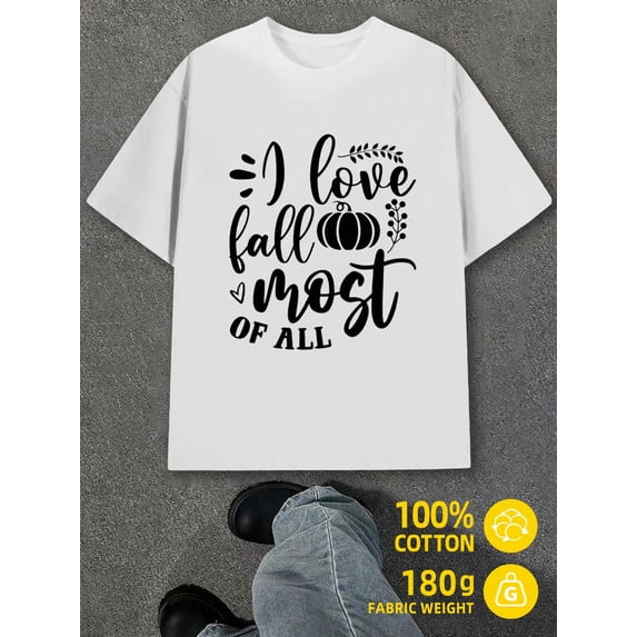 Fall Pumpkin Love for men white 180G 100% Cotton New spring and fall ...