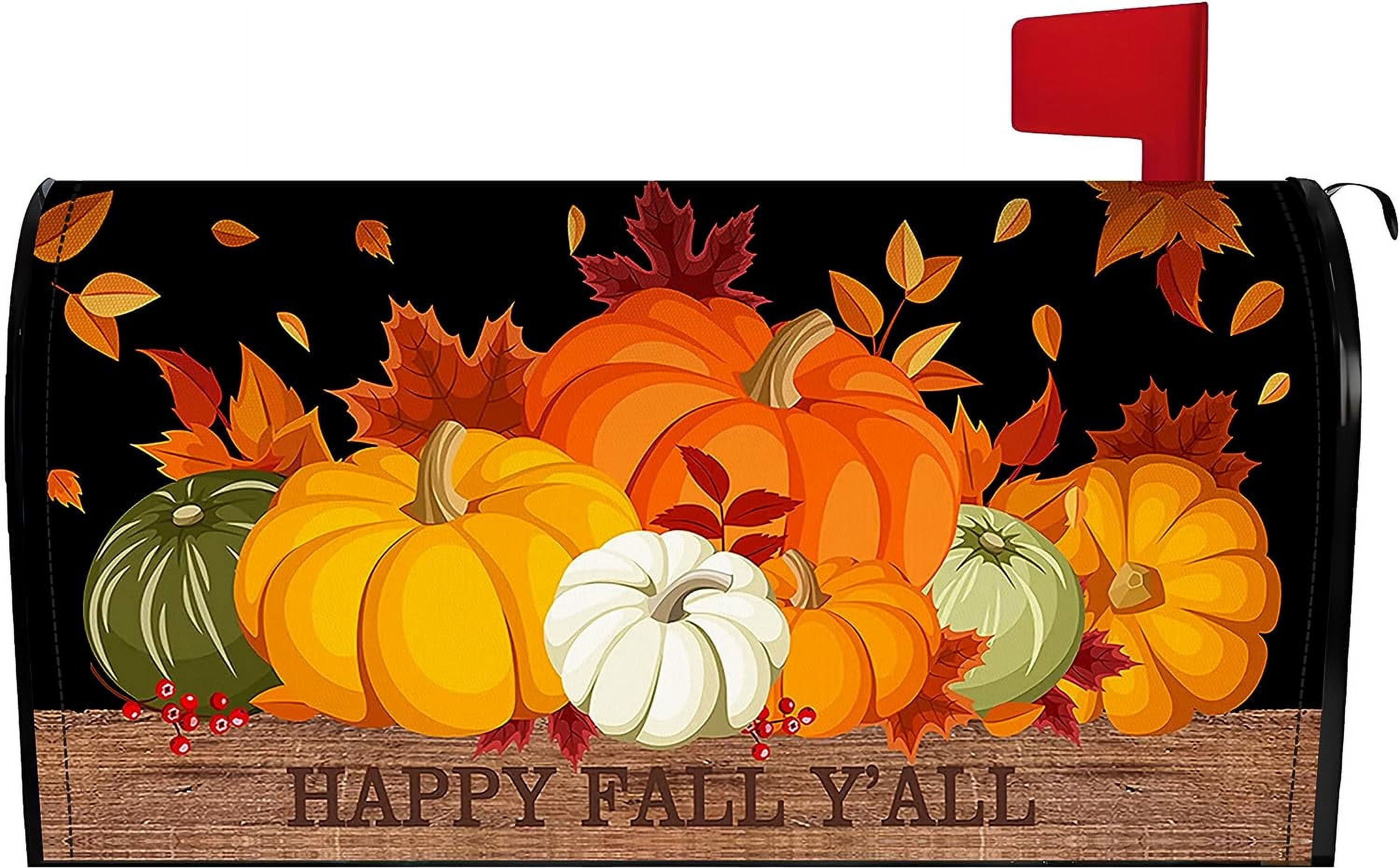 Fall Pumpkin Mailbox Cover 25.5x21 Inch, Happy Fall Y''all Post Letter ...