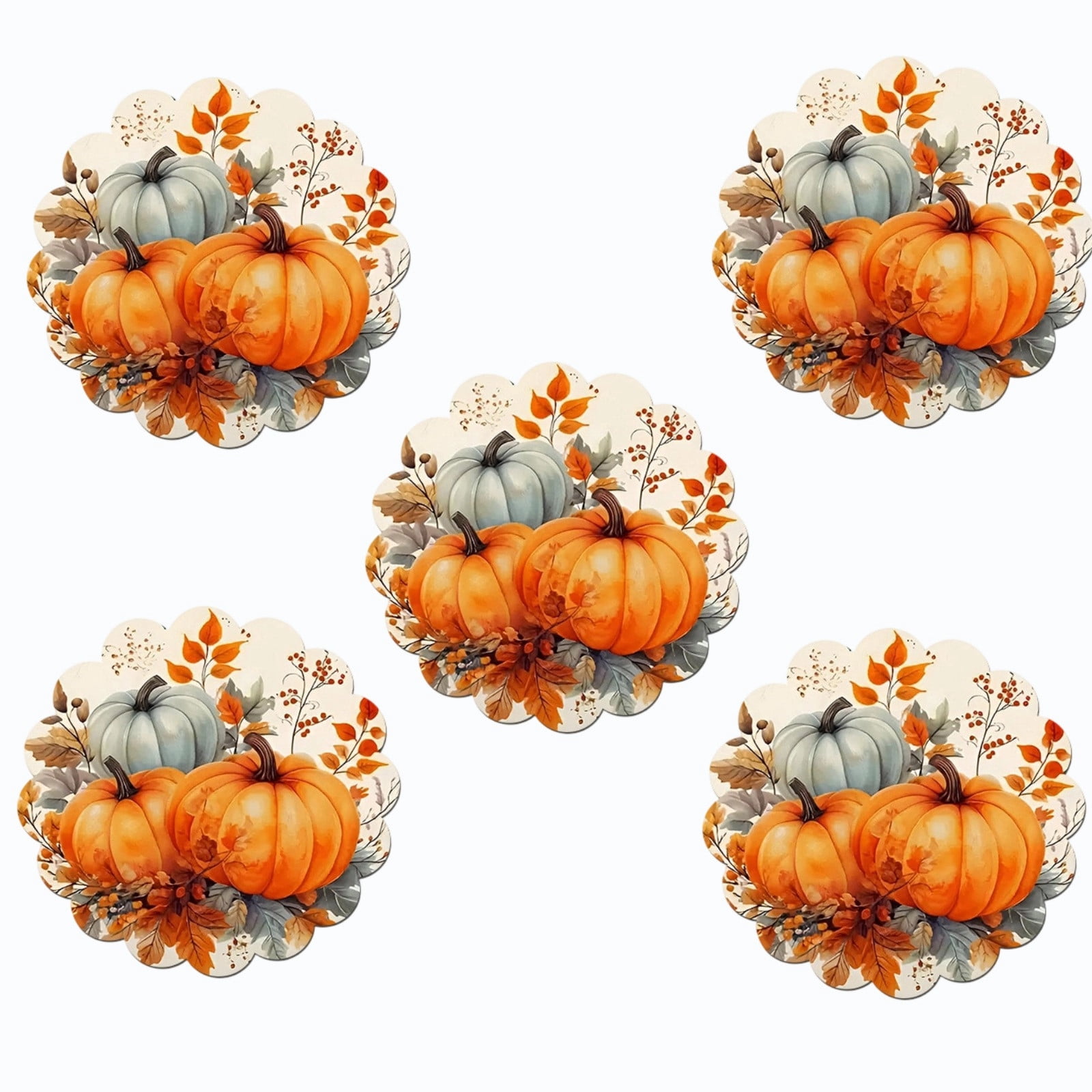 Fall Pumpkin Maple Leaf Placemat Set 13.8 Inch Washable Heat Resistant ...