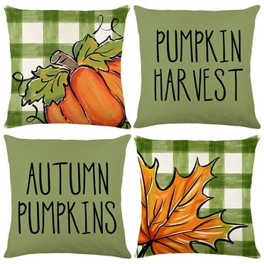 4 Pack Fall Sofa Decorative Accent Pillow Cases, 18x18 Farmhouse ...