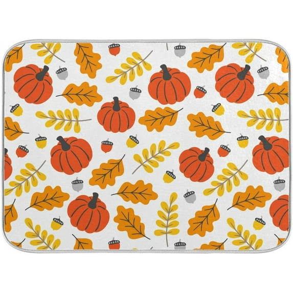 Fall Pumpkin Maple Leaves Microfiber Dish Drying Mat 16x18 for Kitchen ...
