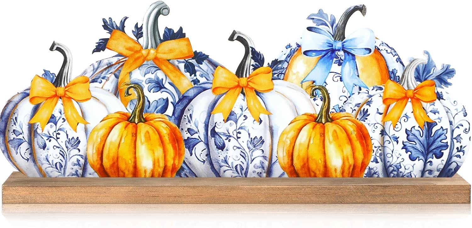 Fall Pumpkin Metal Sign Chinoiserie Pumpkin Table Decor Thanksgiving ...
