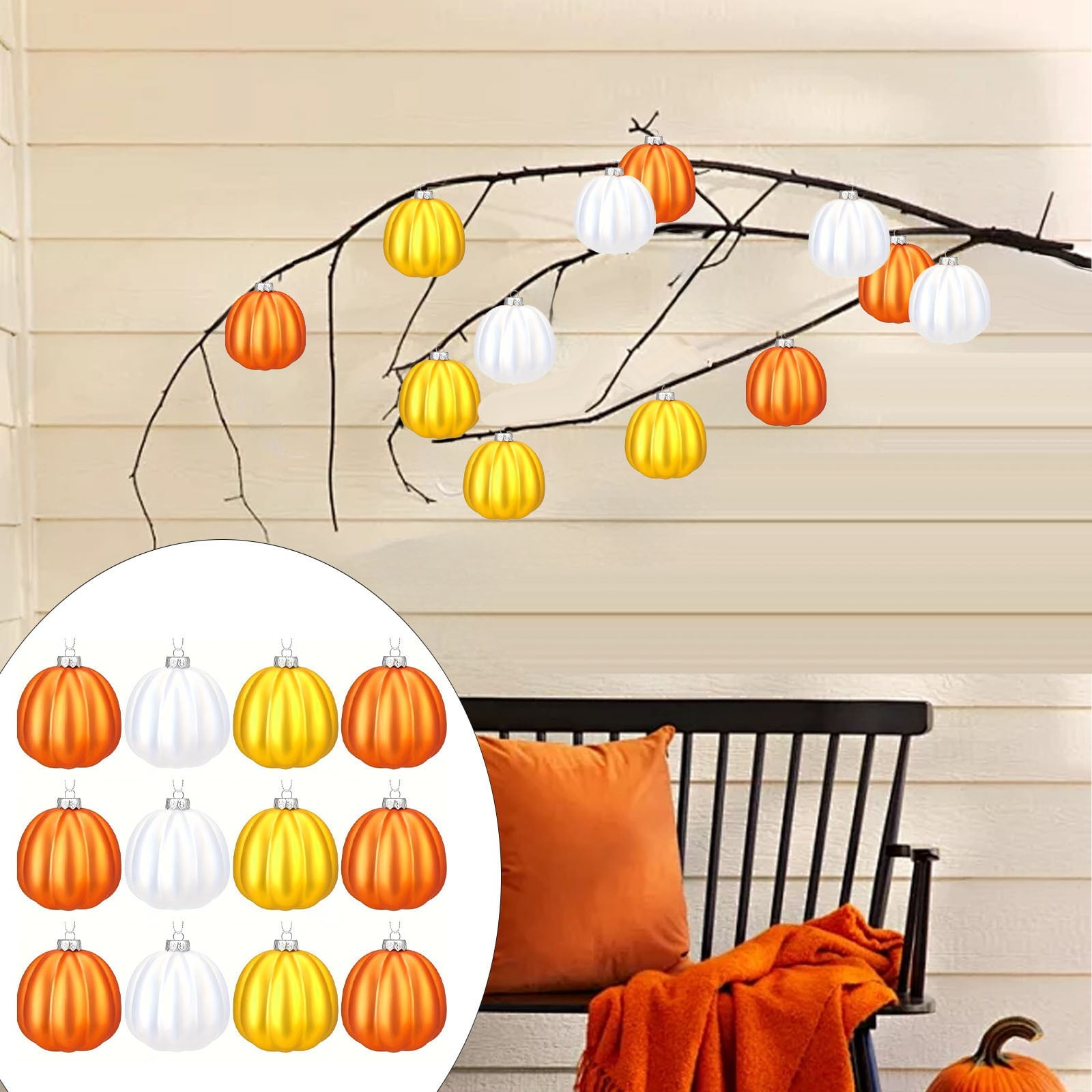 Fall Pumpkin Ornaments, Mini Multicolor Pumpkin Ball Ornaments, Hanging ...