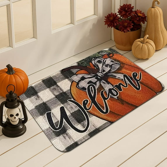 Fall Pumpkin Pattern Absorbent Welcome Mat,Superior Absorbent Durable ...