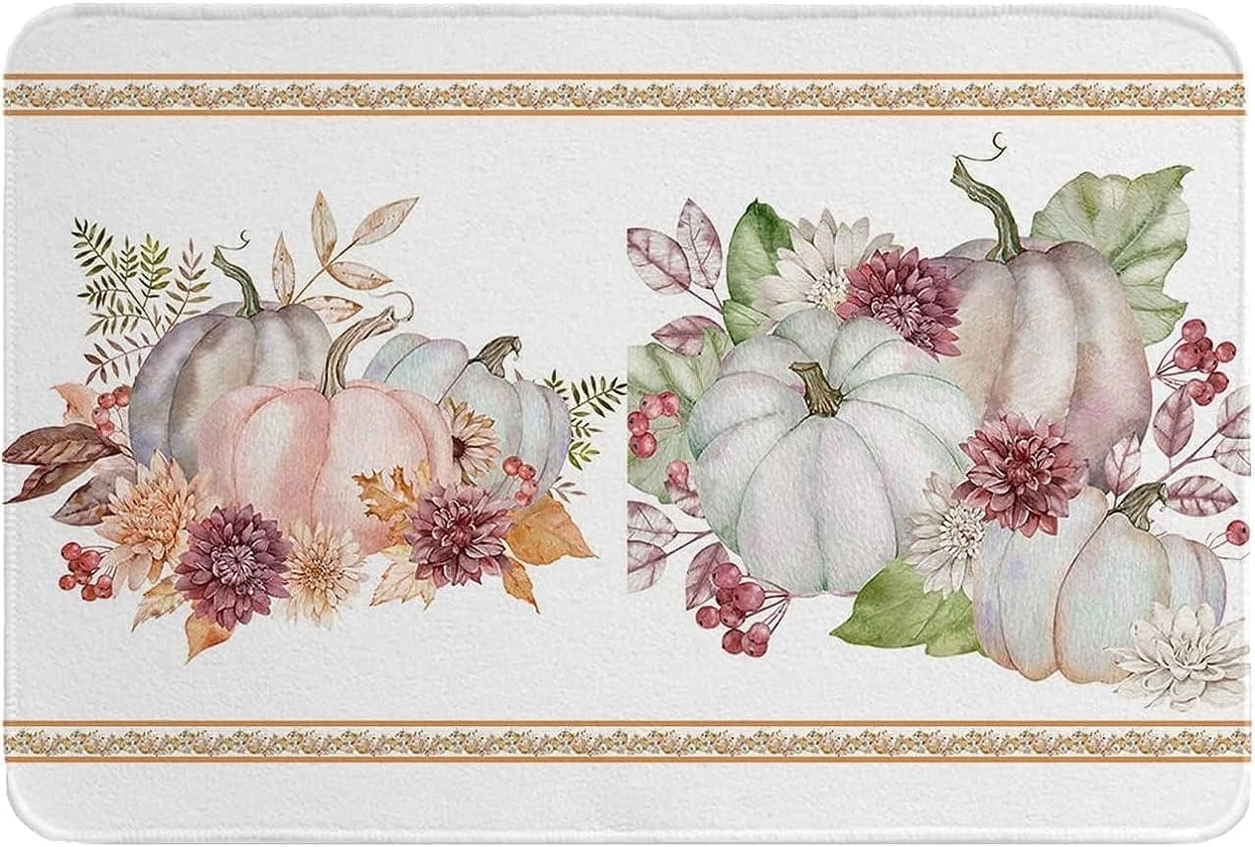 Fall Pumpkin Rustic Autumn Floral Maple Leaves Splicing Welcome ...