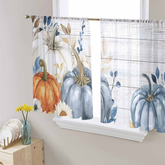 Fall Pumpkin Sheer Curtains 54 Inches Length 2 Panels Set, Window Sheer ...