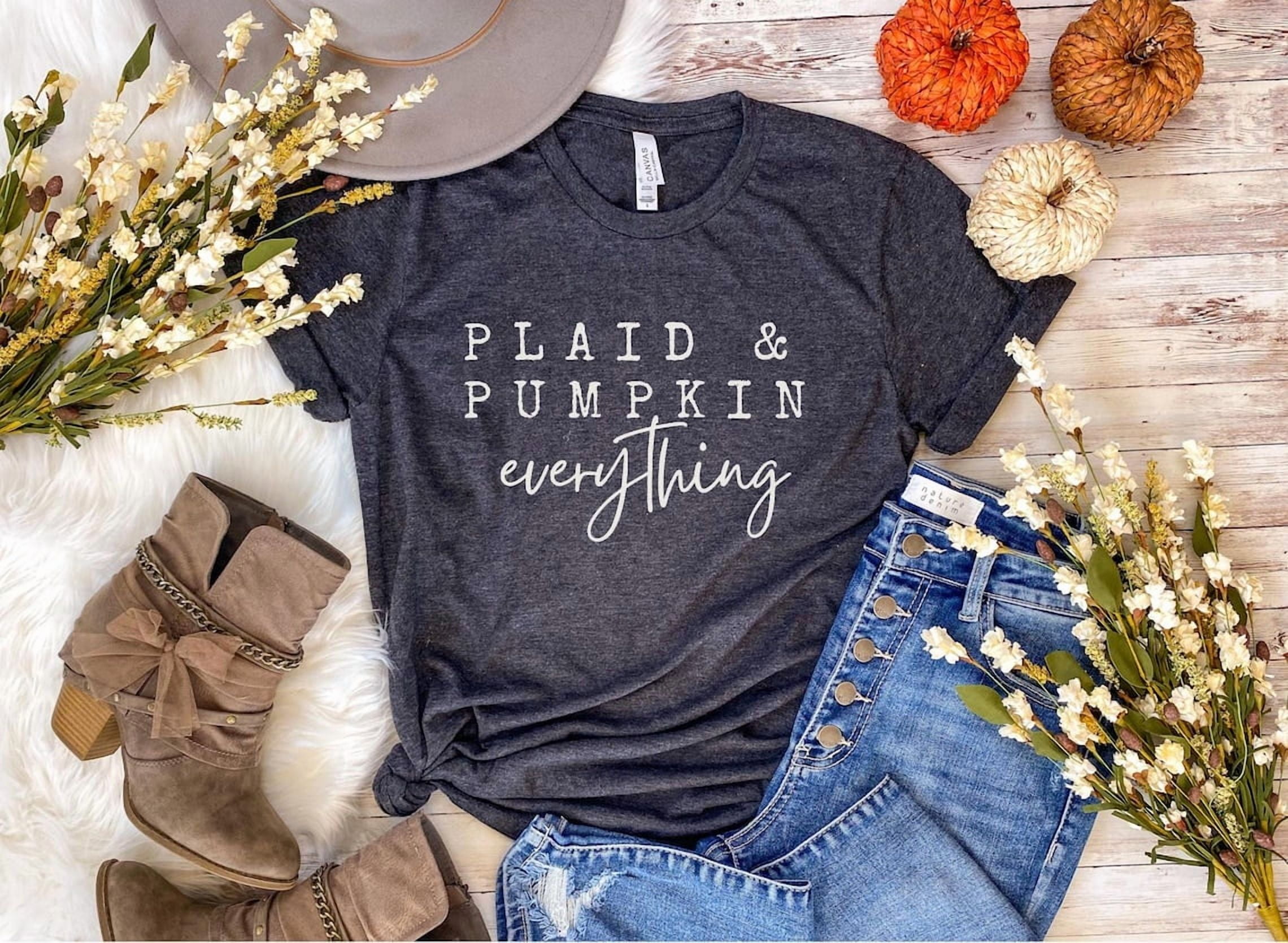 Fall Pumpkin Shirt, Plaid and Pumpkin Everything Fall Graphic Tee, Fall ...