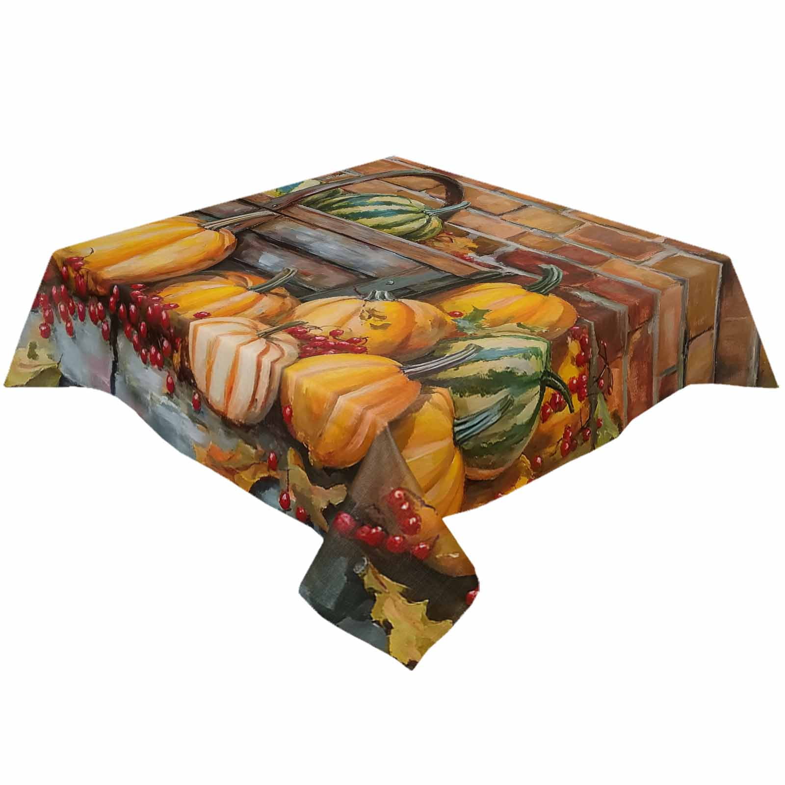 Fall Pumpkin Square Tablecloth Waterproof & Stainproof Tablecloths ...
