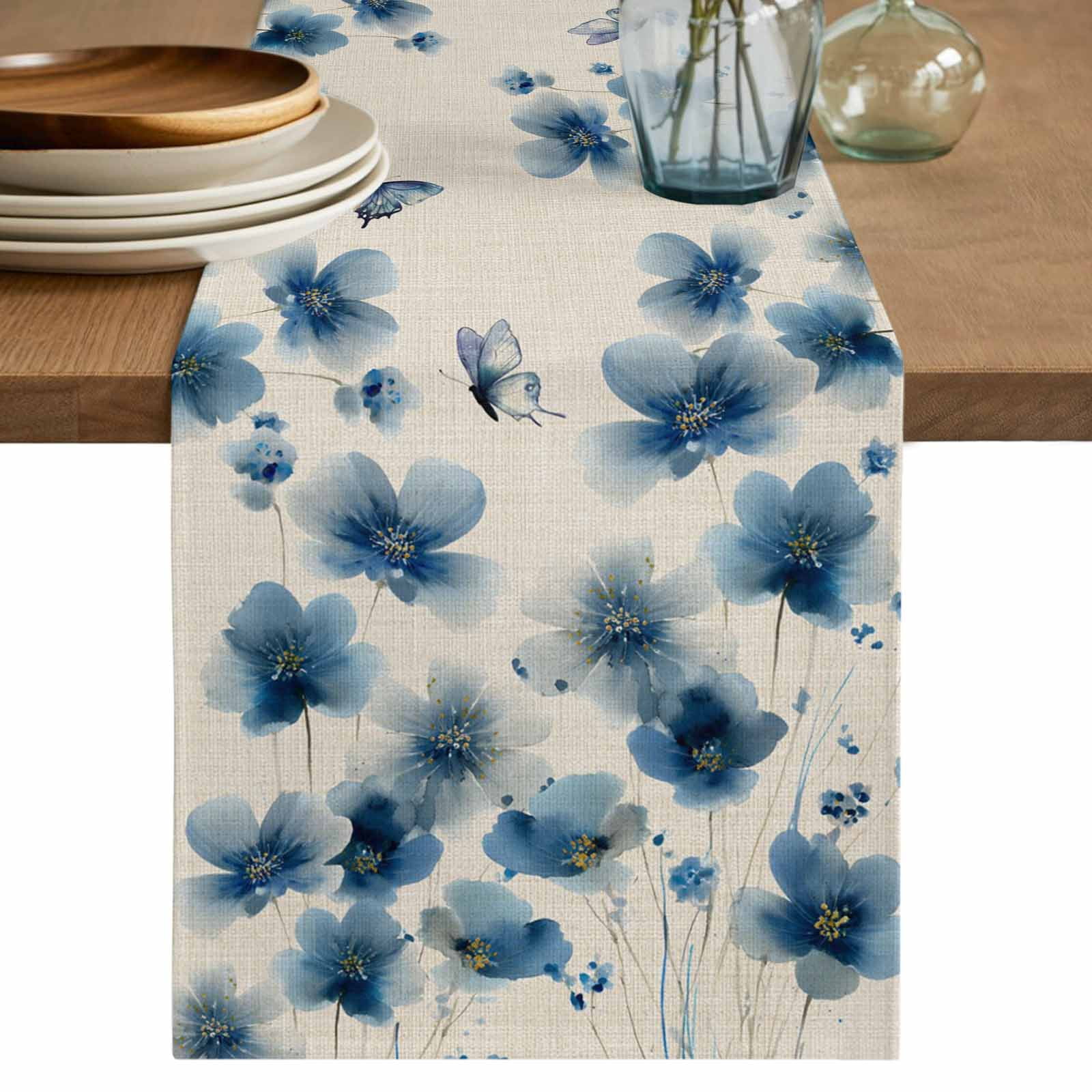 Fall Pumpkin Table Runner 108 Inches, Orange White Thanksgiving Polka ...