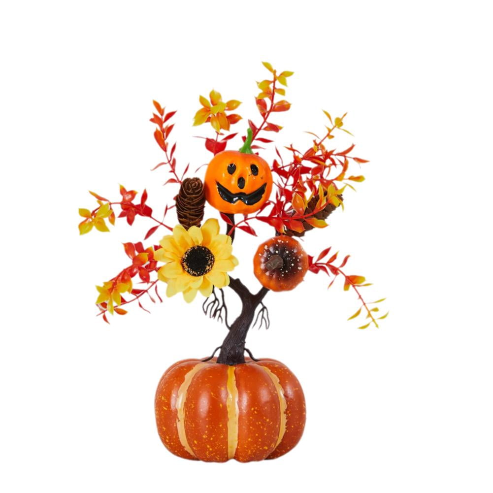 Fall Pumpkin Table Tree, Fall Maple Leaf Table Tree Decorations Indoor ...