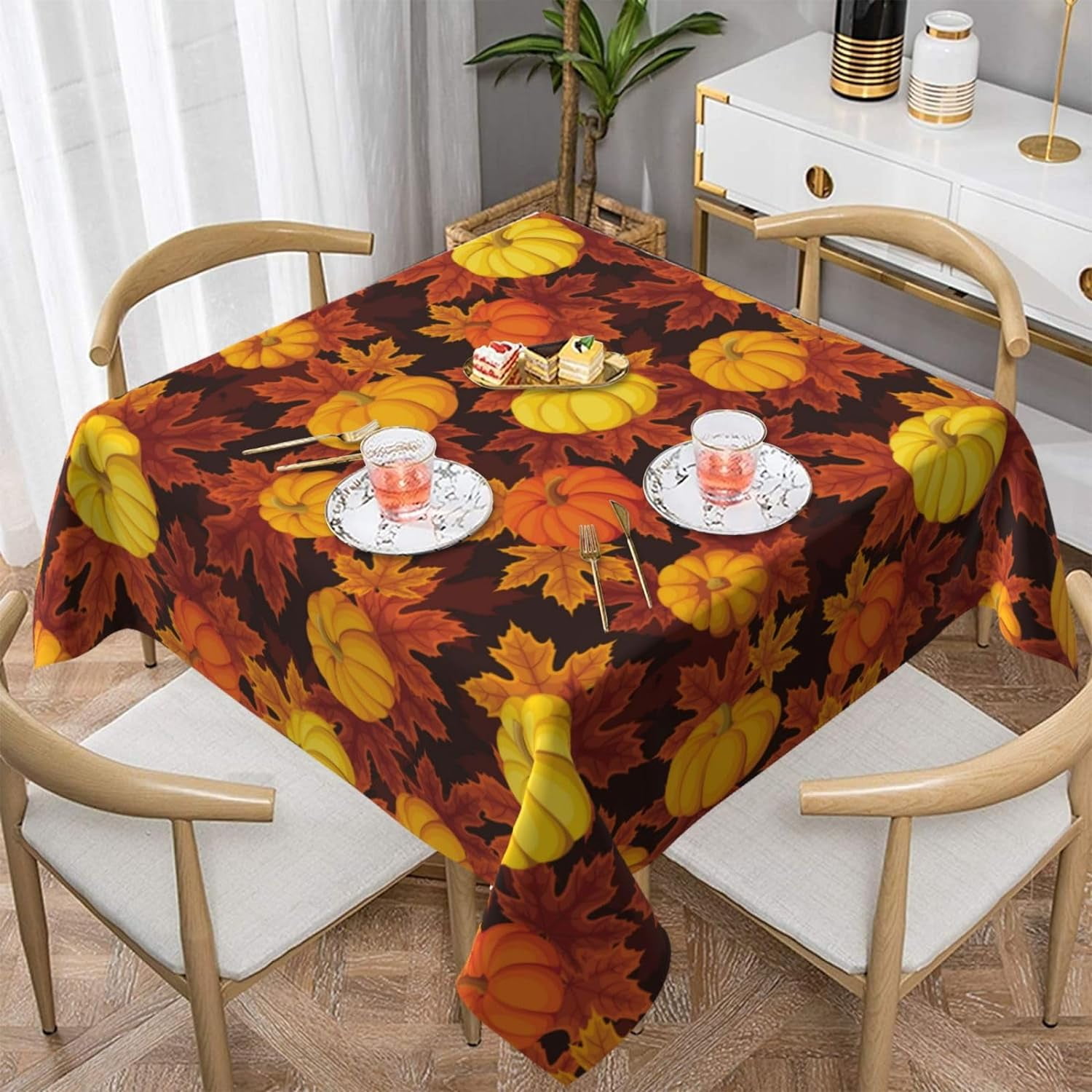 Fall Pumpkin Tablecloth 60x60 Inch Square Autumn Thanksgiving Table ...